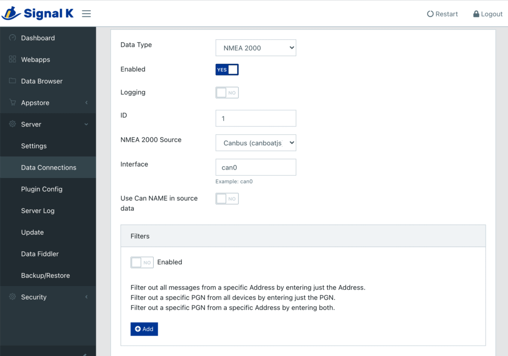Set up Signal K and Grafana on Raspberry Pi with PICAN-M NMEA 2000 board