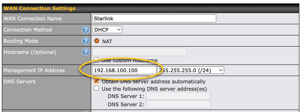 Using Starlink with Peplink
